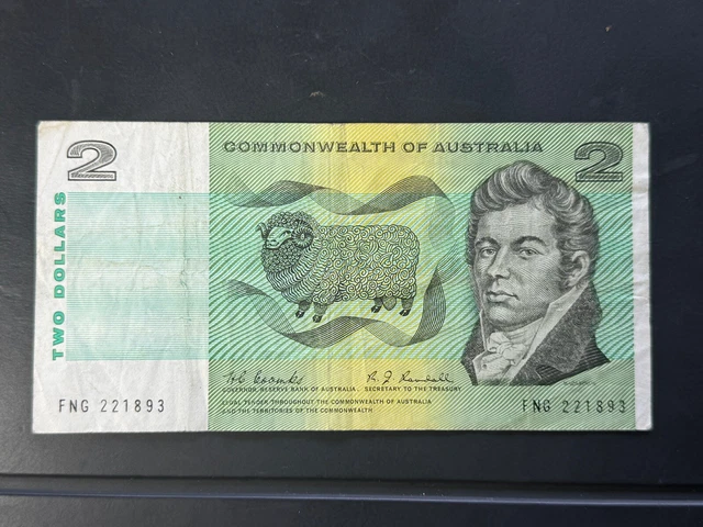 VINTAGE AUSTRALIAN $2 Bank Note Serial Number FNG 221893 $10.00 ...