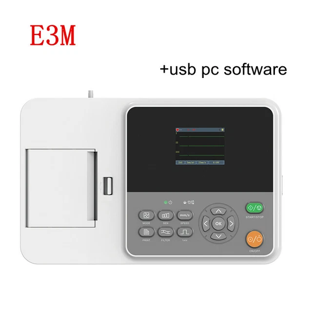 DIGITAL 3 CHANNEL ECG Electrocardiograph Portable EKG Machine USB PC ...
