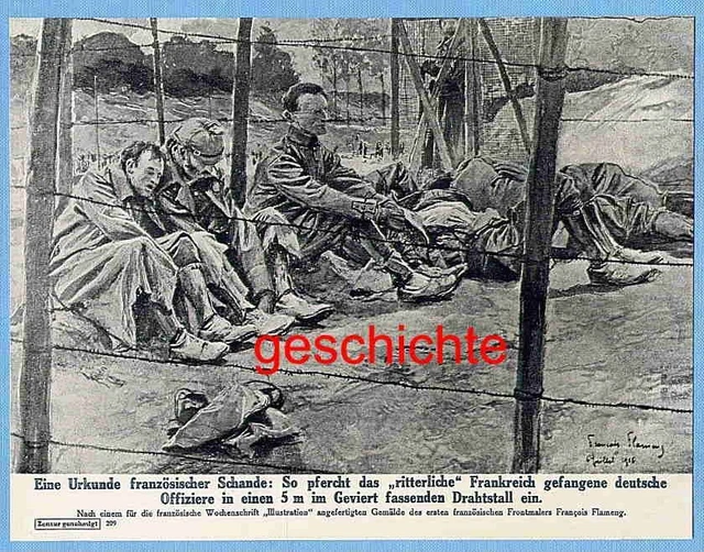 ORIGINAL-FOTODRUCK, BUFA, gefangene deutsche Offiziere, 1914 - 1918 EUR ...