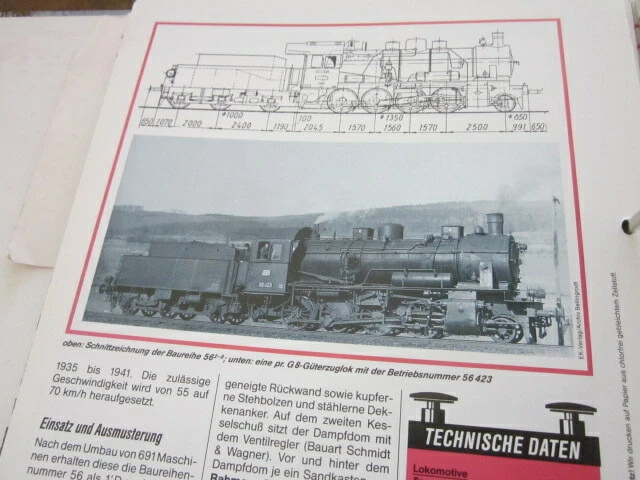DAMPFLOK RISSZEICHNUNG G 91 DRG 56.2-3 Umbaulok Reichsbahn 1934 ex pr ...