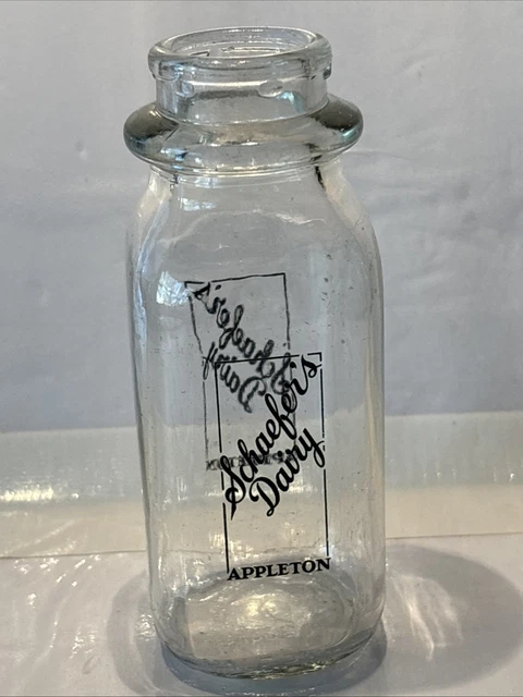 SCHAEFER’S HALF PINT Milk Bottle Dairy ACL Appleton, WI £27.34 ...