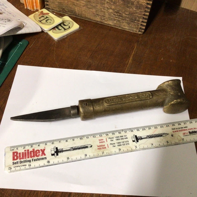 VINTAGE BARSON HAMMER DRIFT Hammer old tool. HEAVY ~ BRASS 27.5cm ~ 1 ...