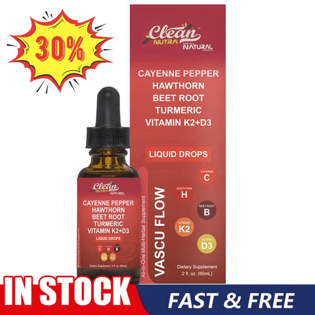 CAYENNE PEPPER HAWTHORN BeetRoot Turmeric Vitamin K2+D3 LiquidDrops £6. ...