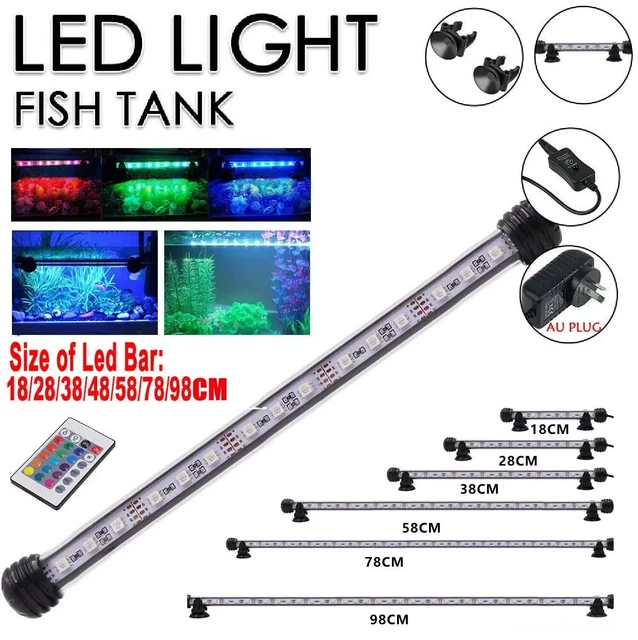 LED AQUARIUM LIGHT Full Spectrum Aqua Lamp Submersible Fish Tank Light ...