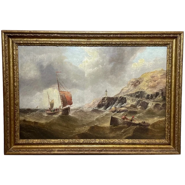 19TH CENTURY OIL Painting Fishing Boat Rough Choppy Seas By Henry Moore RA $10,245.00 - PicClick CA