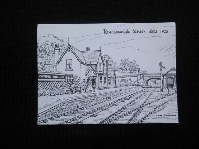 POSTCARD WITH SKETCH OF RAVENSTONEDALE STATION circa 1925 DRAWING BY ...