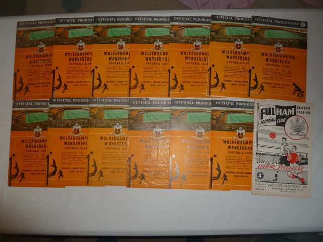 14 X 1950S 59/60 Wolves Football Programmes Job Lot Collection JANUARY ...