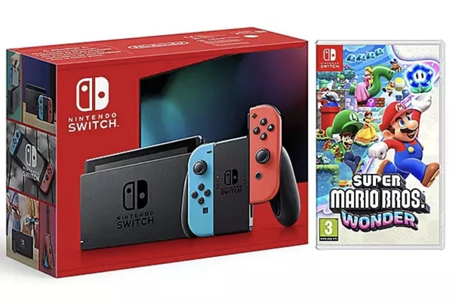 NINTENDO SWITCH NEON console & super Mario bros wonder Brand New Boxed ...