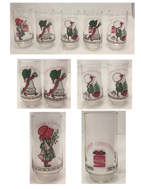 Vintage Holly Hobbie Drinking Glass Tumblers 16 Oz Christmas Coke 5