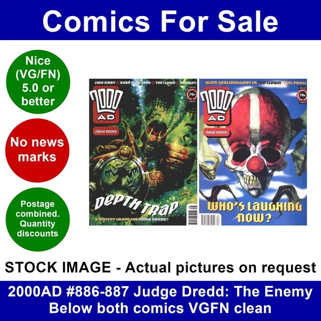 2000AD #886-887 JUDGE Dredd: The Enemy Below both comics VGFN clean EUR ...