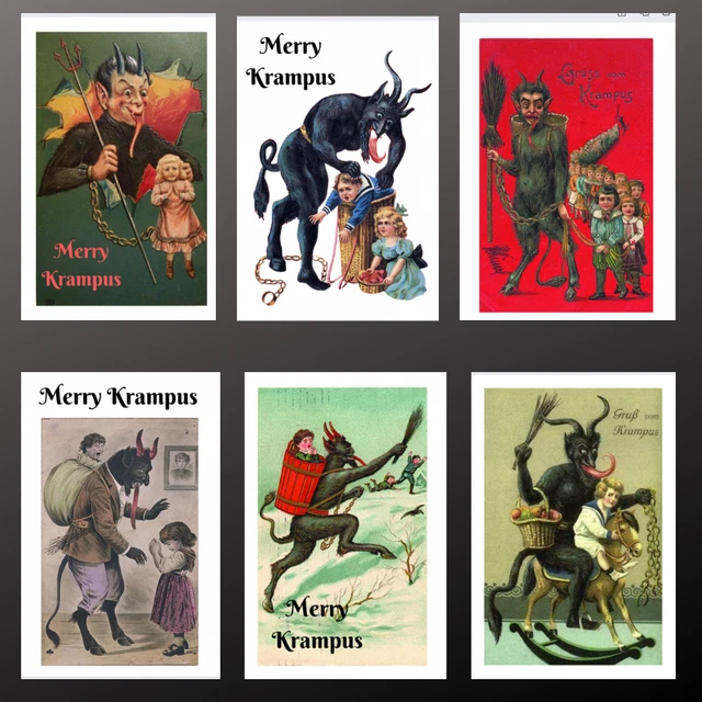 SET OF 6 Merry Krampus Christmas Cards Yule Pagan Wiccan Gothic ...