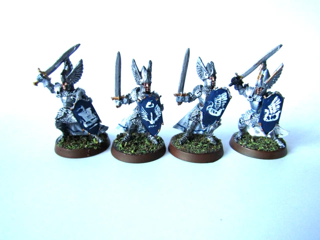 A6 WARHAMMER Lotr Foot Knights Of Dol Amroth 4 X Painted Metal Models £ ...