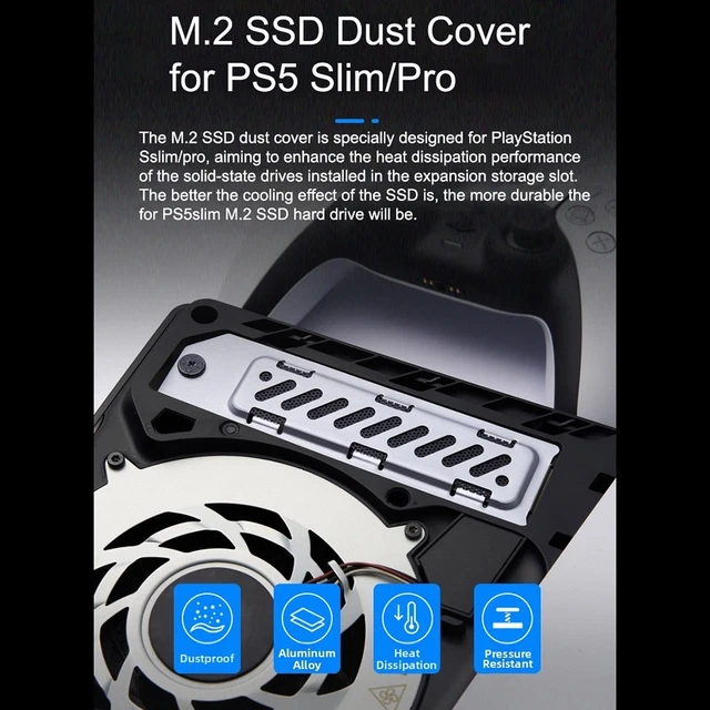 FOR PS5 SLIM/PRO Aluminum SSD Dust Cover Increased Heat Dissipation ...