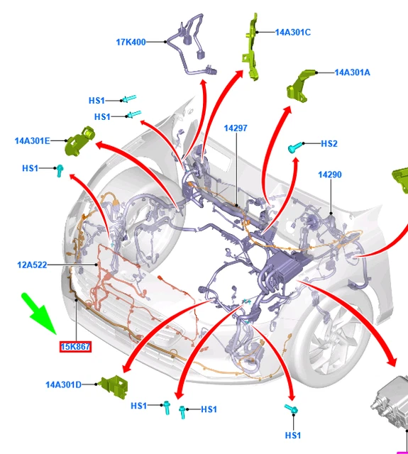 FORD FOCUS MK4 C519 Front Parking Aid Wiring Assy 2443346 NEW GENUINE £ ...