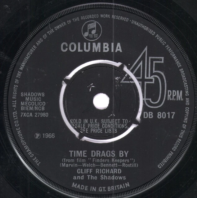 CLIFF RICHARD TIME Drags By 7" vinyl UK Columbia 1966 four prong label ...