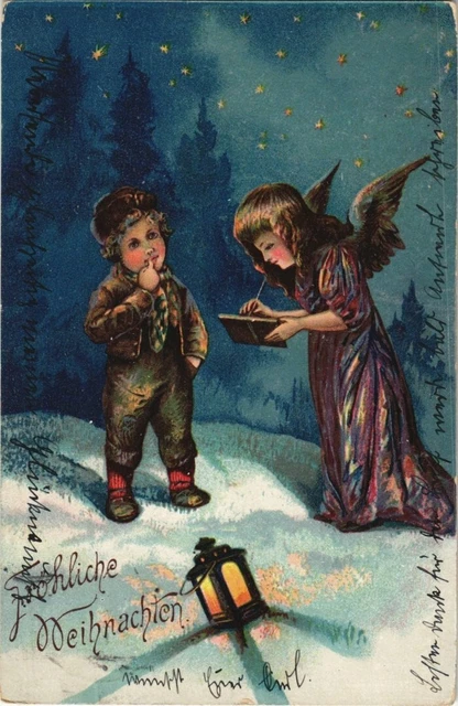 CPA AK ANGEL in the Dark Forest with a Boy - Christmas ANGELS (777453 ...