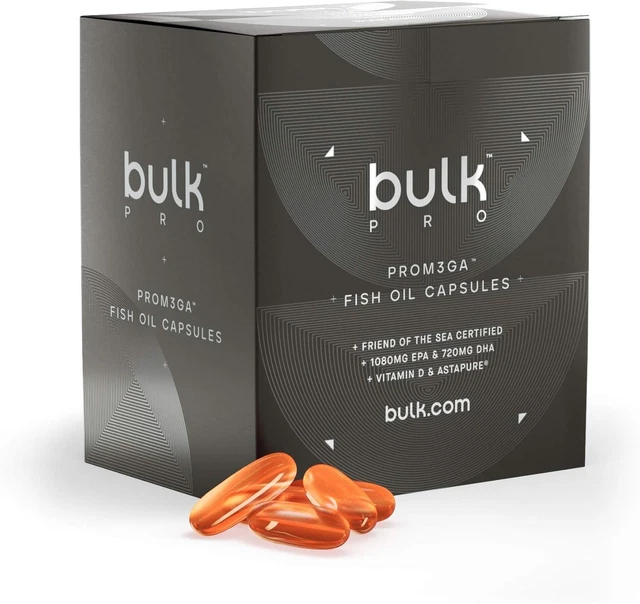 BULK PROM3GA FISH Oil Softgels - 90 Count with 3000 IU Vitamin D3 ...