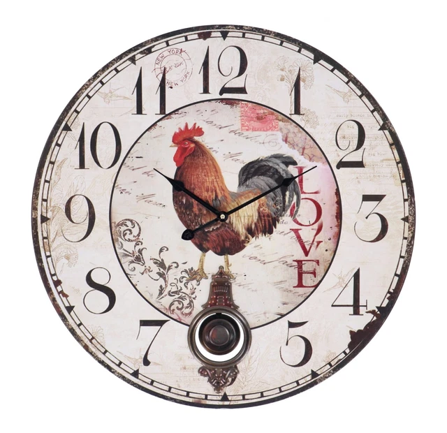 HORLOGE MUR TOUR Pendule en Bois Mur Cuisine Coq Vintage Horloges Neuf ...