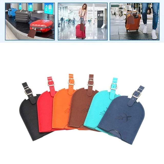 PUSH-PULL HIDDEN AIRCRAFT Boarding Pass PU Leather Suitcase Bag Tag ...