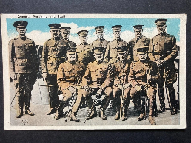 GENERAL PERSHING AND Staff Vintage WW1 Military Postcard T12 £3.99 ...