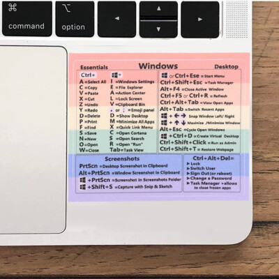 WINDOWS KEYBOARD REFERENCE Shortcut Cheat Sheet Sticker Water Proof ...