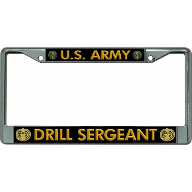 ARMY DRILL SERGEANT in gold seal logo chrome license plate frame usa ...