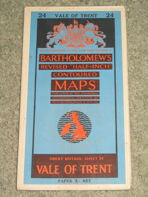 BARTHOLOMEWS REVISED HALF inch Map: sheet 24 Vale of Trent - 1960 on ...