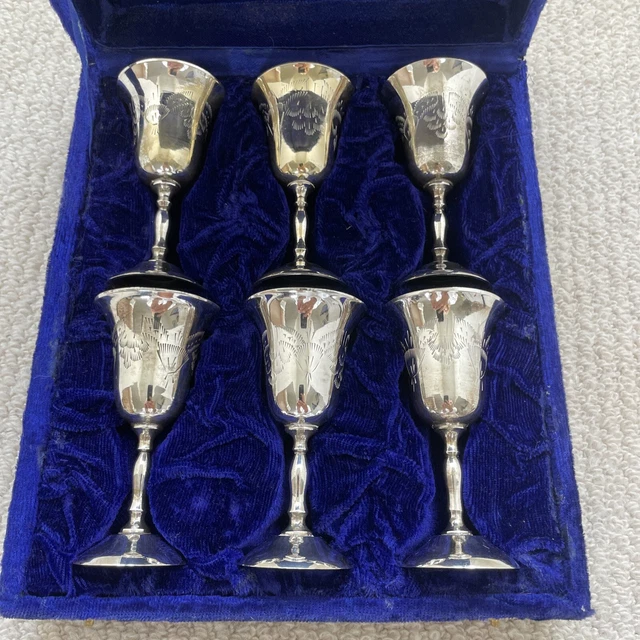 SILVER EPNS SHERRY Goblets x 6 In Box. Vintage £13.46 - PicClick UK
