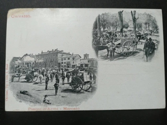 CARTOLINA CHIVASSO PIAZZA d' armi Mercato Vedutine A1890 EUR 33,90 ...