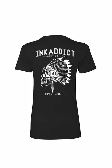 NEUF INKADDICT FEMMES Chef Slim Fit T-Shirt Noir SMALL-2XLARGE Tatouage ...