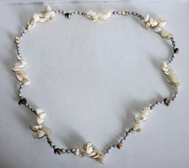 JOLI ANCIEN COLLIER SAUTOIR EN COQUILLAGE DES ILES BIJOU FANTAISIE ETHNIQUE 60cm EUR 12,00 ...