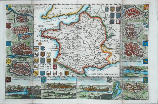 CARTE - FRANCE; De La Feuille - La France Moderne - 1701-1720 + vues de ...