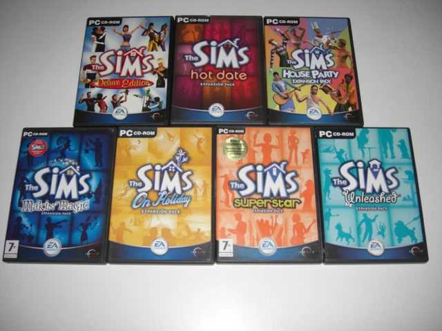 THE SIMS 1 Deluxe inc All 7 Add-On Expansion Packs Pc Cd Rom Complete ...