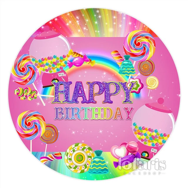 PINK SWEET CANDY Theme Happy Birthday Round Backdrop $37.90 - PicClick AU