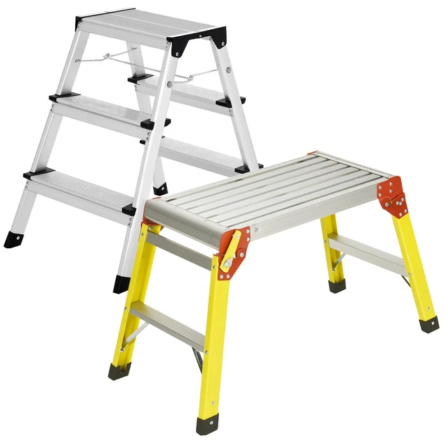 EXCEL HEAVY DUTY 3 Step Aluminium Folding Ladder with Fibreglass ...