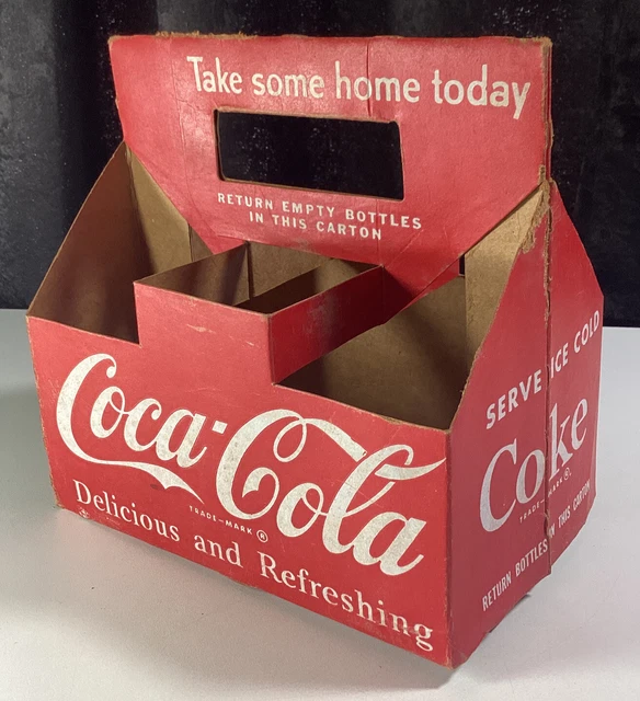 COCA COLA 6 Pack Carton Vtg 1950s Bottle Master Atlanta Paper Mead Rare ...