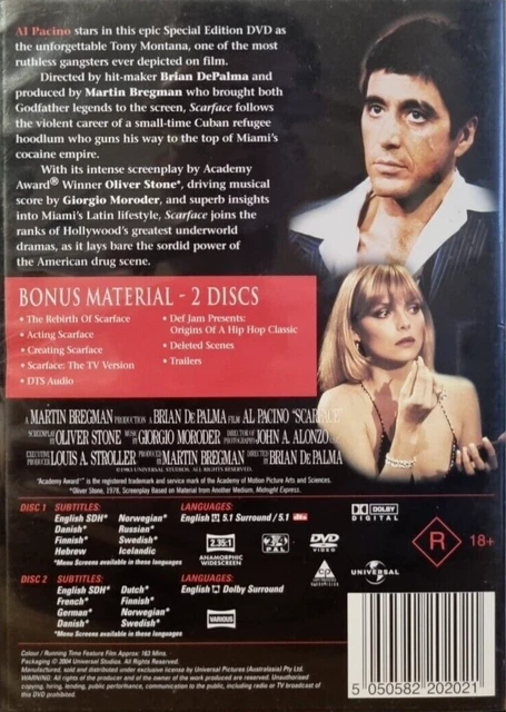 SCARFACE SPECIAL EDITION (DVD, 1983) Al Pacino, Michelle Pfeiffer ...