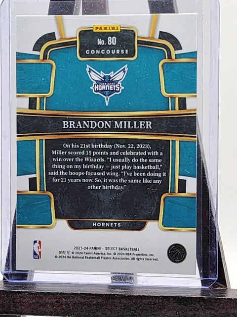 2023-24 PANINI SELECT NBA Brandon Miller Concourse Rookie #80 Hornets ...