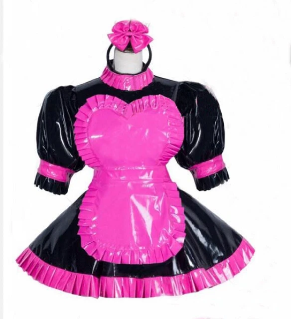 FRENCH SISSY MAID Sexy girl Lockable Long PVC Dress Cosplay Costume ...