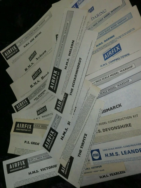 COLLECTABLE VINTAGE AIRFIX ORIGINAL INSTRUCTION SHEETS 1/600 Ships ...