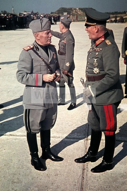 WW2 PHOTO BENITO Mussolini and Wilhelm Keitel at the Feltre airfield ...