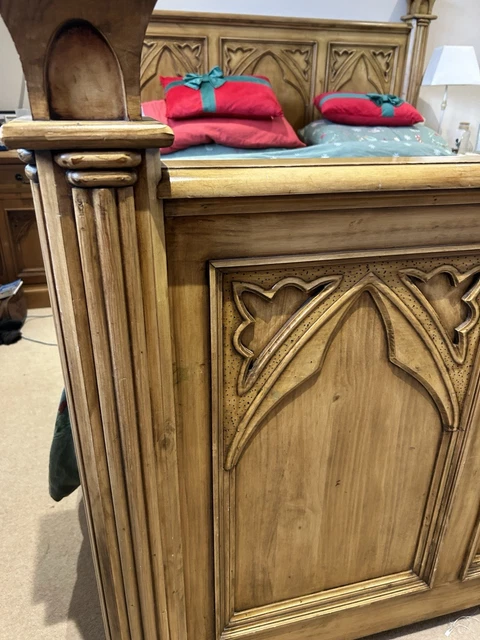 OAK GOTHIC ECCLESIASTICAL mediaeval style Sleigh Bed King Size Solid ...