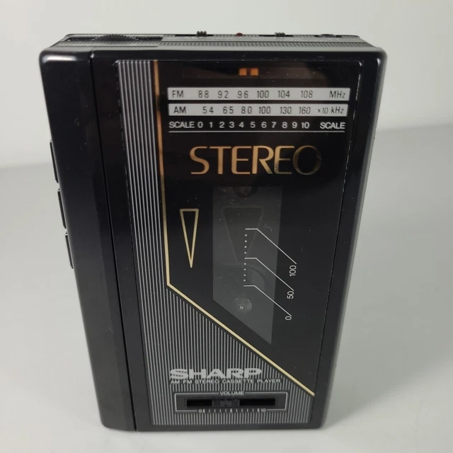 VINTAGE SHARP PORTABLE Stereo AM FM Cassette Tape Player Black JC-126 ...