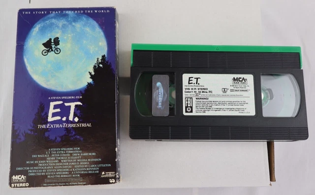 E.T. ET THE Extra Terrestrial VHS 1982 Rare bande verte et noire ...