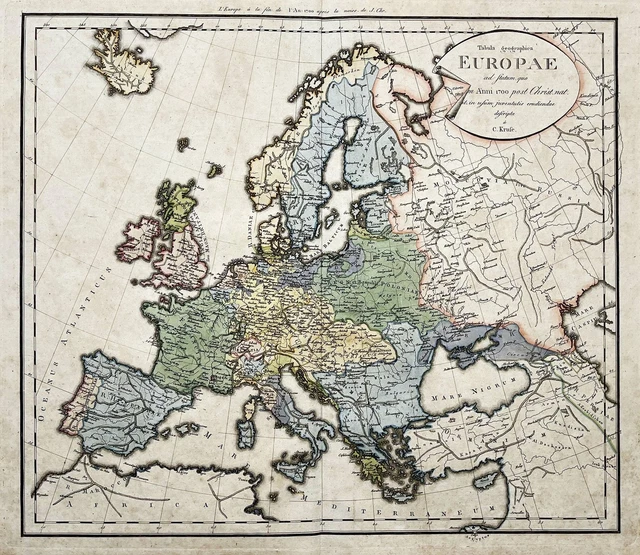 EUROPA EUROPE CONTINENT Kontinent map Karte 1700 Kupferstich engraving ...