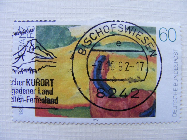 BRIEFMARKE MOTIV KUNST Gemälde Malerei Franz Marc Pferd Deutsche ...