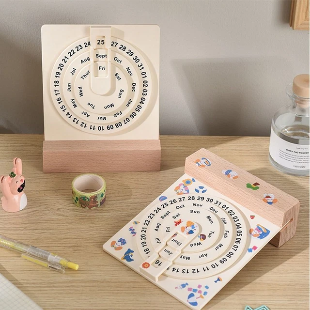 SCHEDULE REMINDER WOODEN Wheeling Calendar Perpetual Date Calendar ...