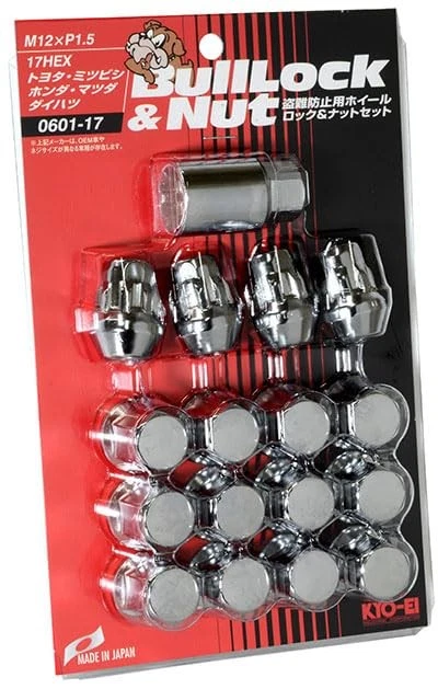KYO-EI BULL LOCK Wheel Lock Nuts 17HEX M12mm P1.5mm Chrome 16pcs Set ...