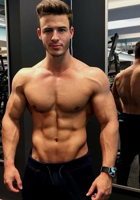 Shirtless Male Muscular Beefcake Muscle Hunk Jock In Jeans Dude Photo