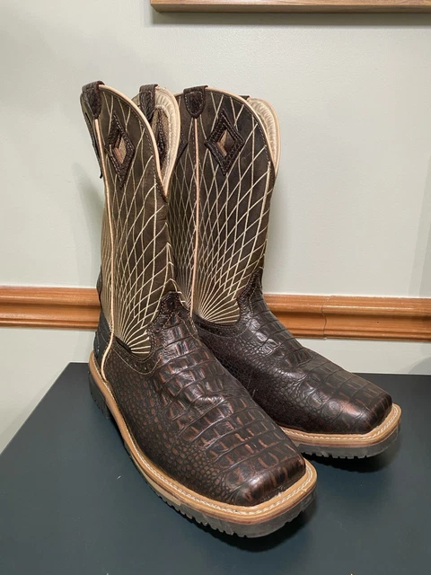 JUSTIN CROC PRINT CT Mens Derrickman Leather Work Boots Sz 12D Brown ...